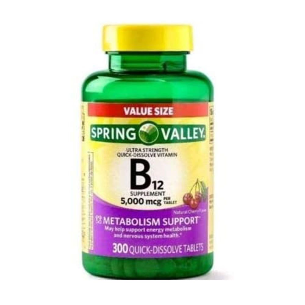 Viên uống bổ sung B12 Spring Valley 5000mcg 300 viên.