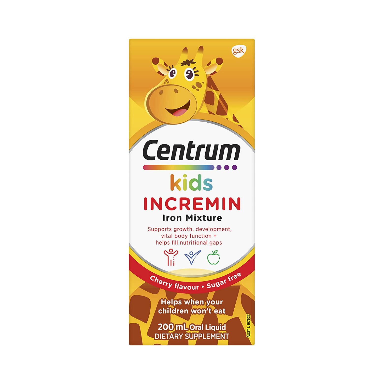 Siro dành cho bé biếng ăn Centrum Kids Incremin Iron Mixture 200ml của Úc