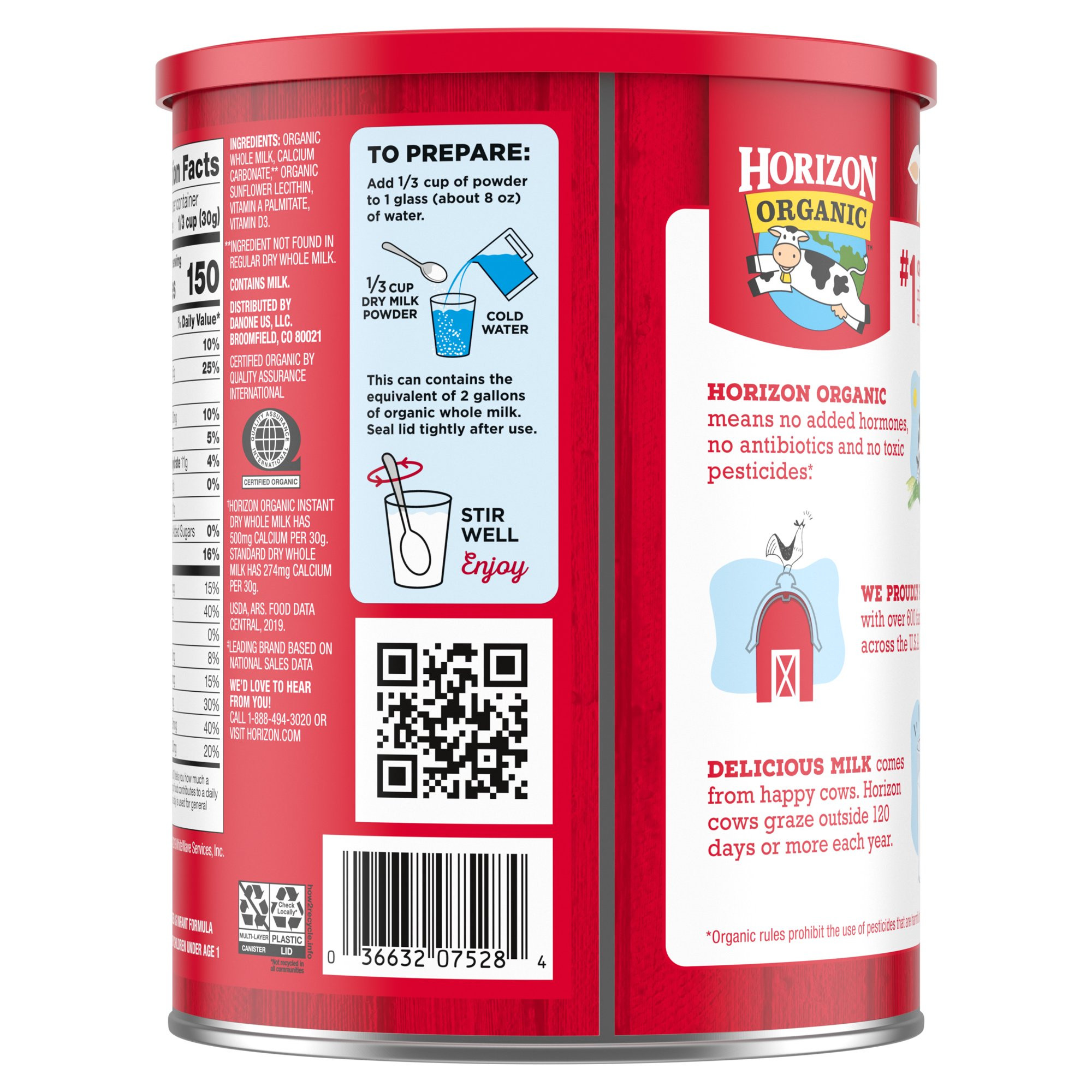 Sữa tươi nguyên kem dạng bột Horizon Organic Dry Whole Milk 870g